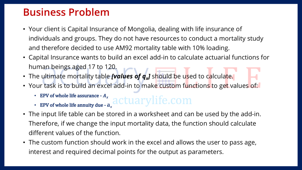 Excel add-in to calculate actuarial functions - ActuaryLife